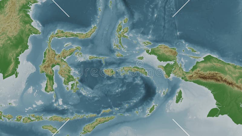 Pulau Buano Island in the Banda Sea. Physical Map. Slide Stock Footage ...
