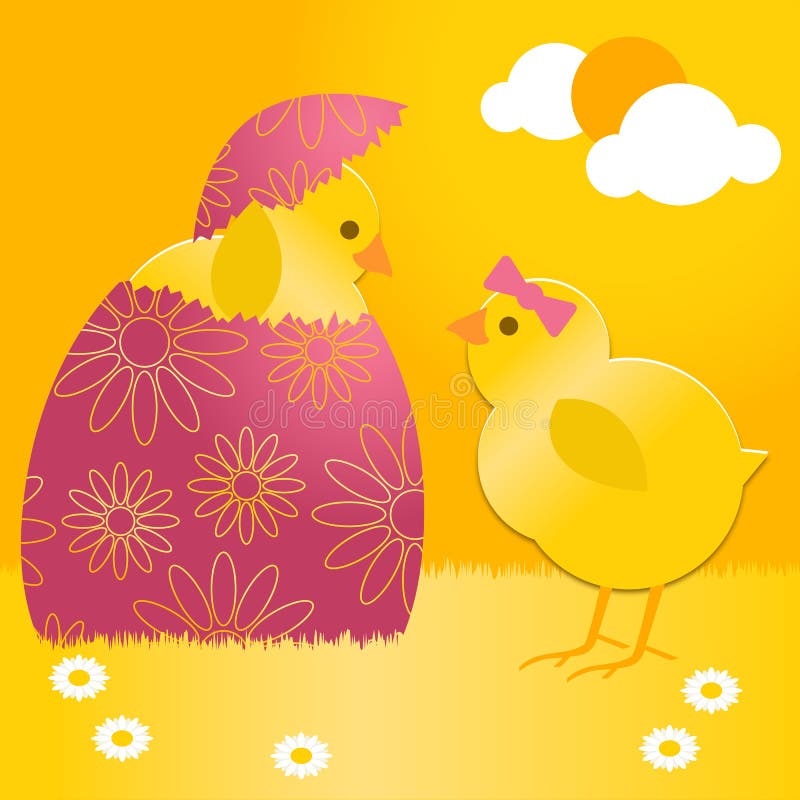 Pulcino Di Pasqua in Un Uovo Di Pasqua Illustrazione Vettoriale ...