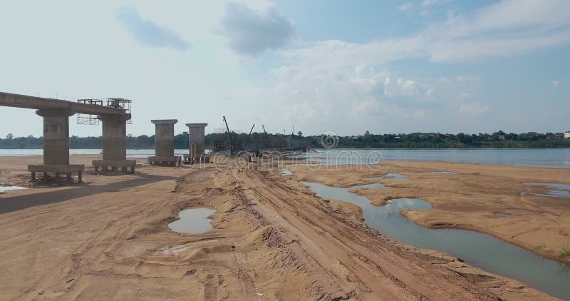 Pull Back of the Empty Truck Driving through a Construction Site Stock ...