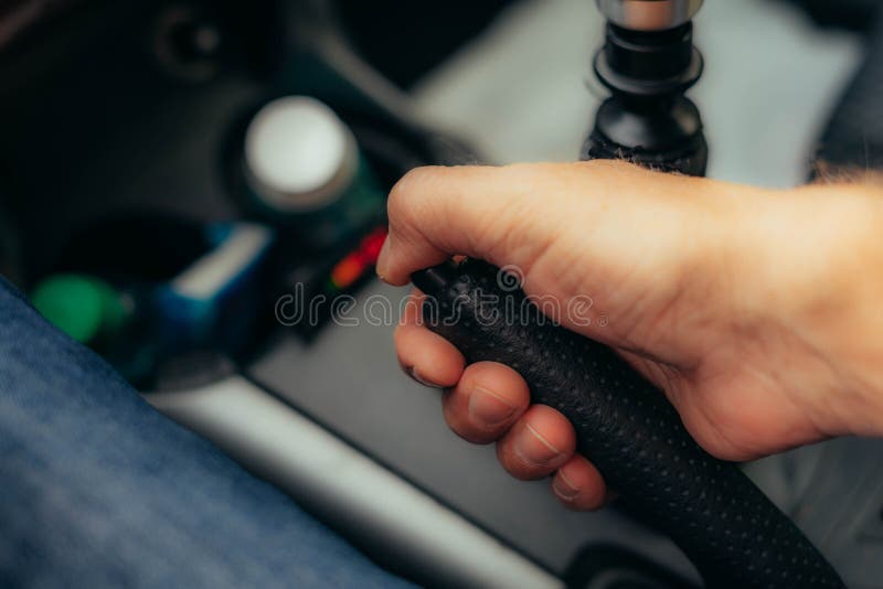 Pull the handbrake stock photo. Image of driving, fingers - 253852594