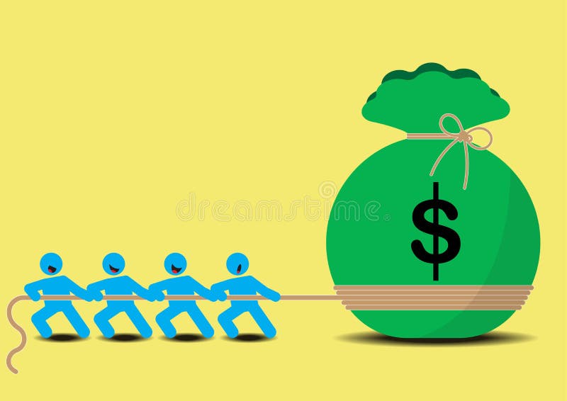 Pull Money Business Tug of War Stock Illustration - Illustration of ...