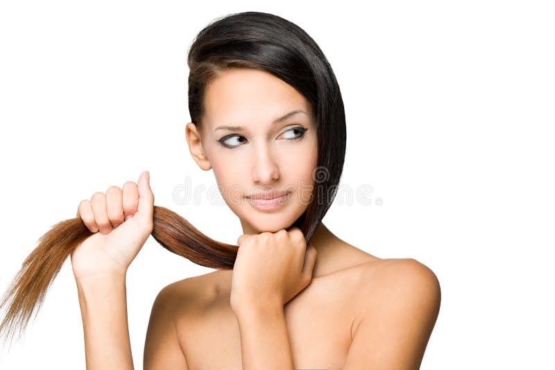 Pull my hair. stock photo. Image of brunette, attractive - 26762030