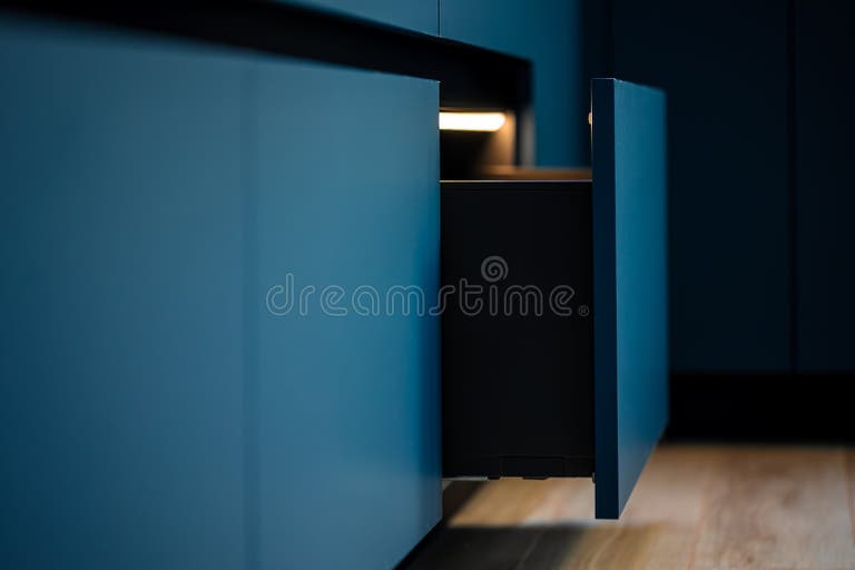 Pull Out Section. Warm Lighting. Minimal Fronts Stock Photo - Image of ...