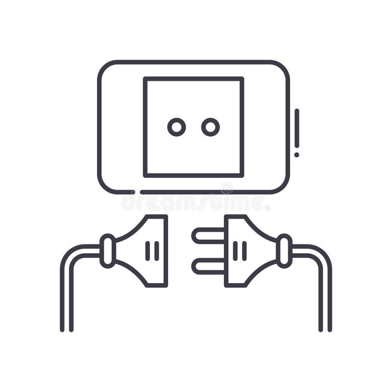 Pull Plug Symbol Icon, Black Vector Sign with Editable Strokes, Concept ...