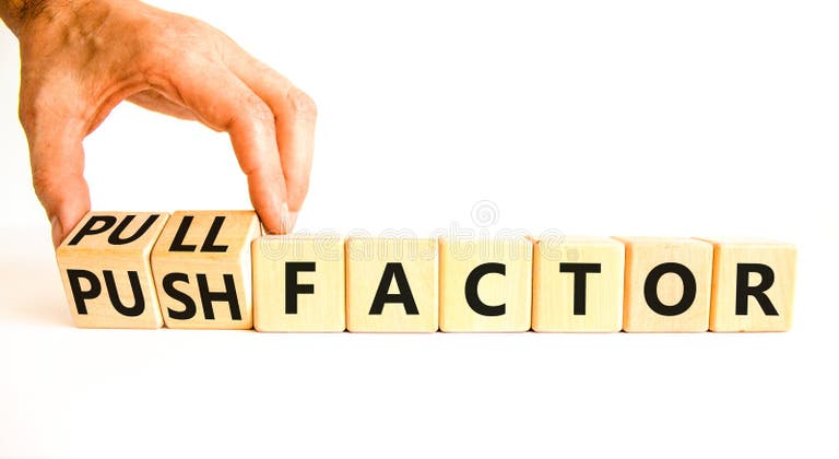 Pull or Push Factor Symbol. Concept Word Pull Factor and Push Factor on ...