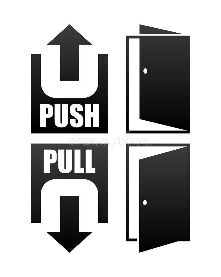 Pull and Push To Open. Door Info Stickers. Vector Illustration. Stock ...
