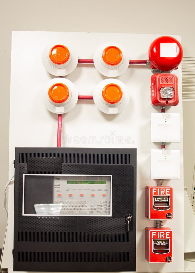 Fire Alarm and Mock Sprinkler System Attached To a White Wall Used for ...