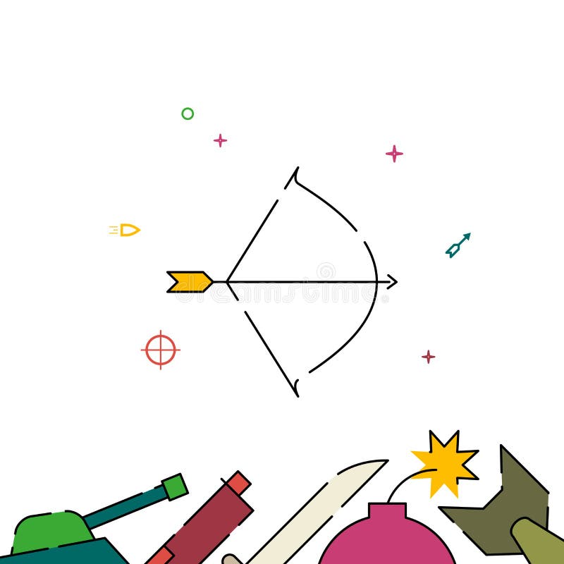 Pulled Bow and Arrow Filled Line Icon, Simple Illustration Stock Vector ...
