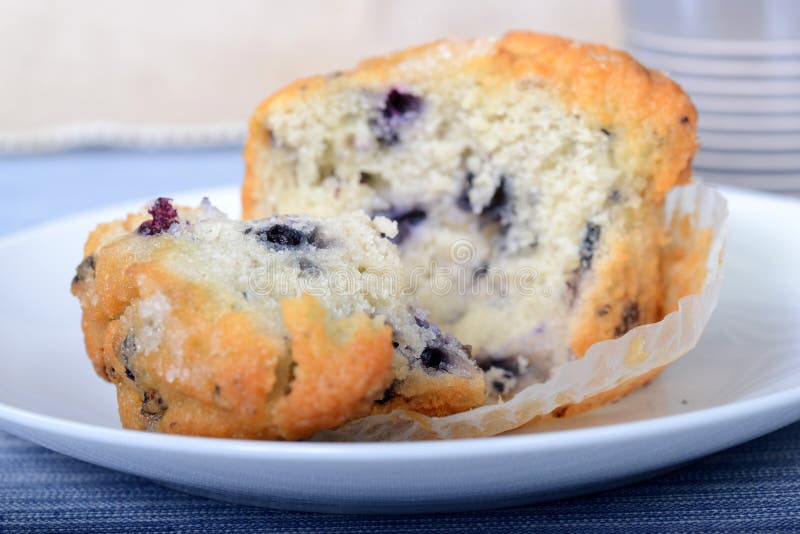 Pulled Open Fresh Blueberry Muffin Stock Photo - Image of baked, blue ...