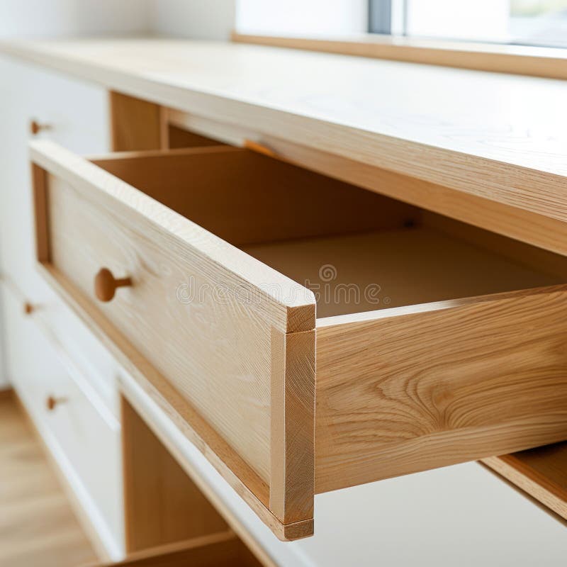 Pulled-Out Empty Drawer in Light Tones. Generative Ai Stock ...