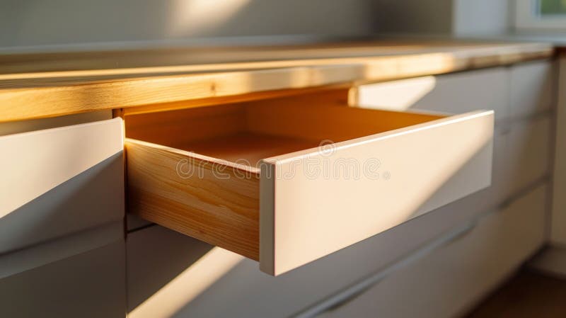 Pulled-Out Empty Drawer in Light Tones. Generative Ai Stock ...