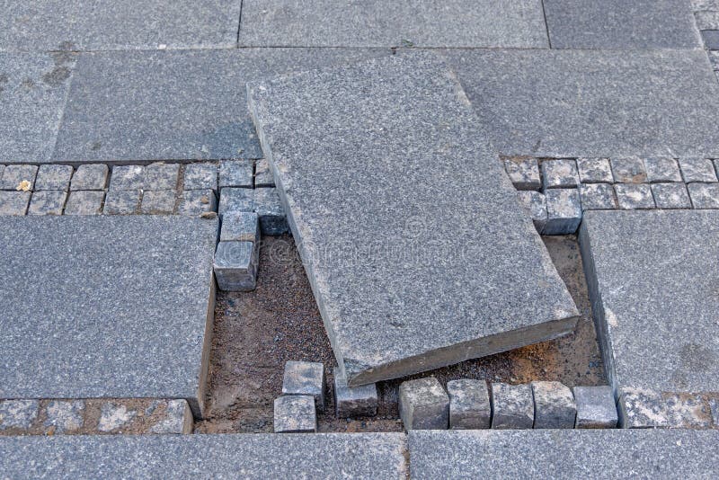 Pulled Out Pavement Tile stock photo. Image of balkans - 237262532