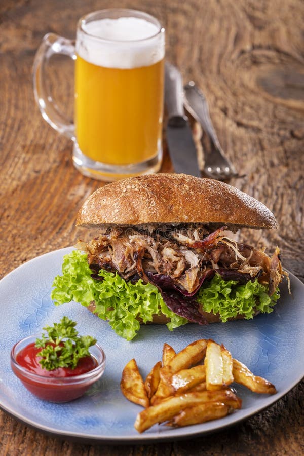Pulled pork in a bun stock image. Image of natural, tasty - 167721873