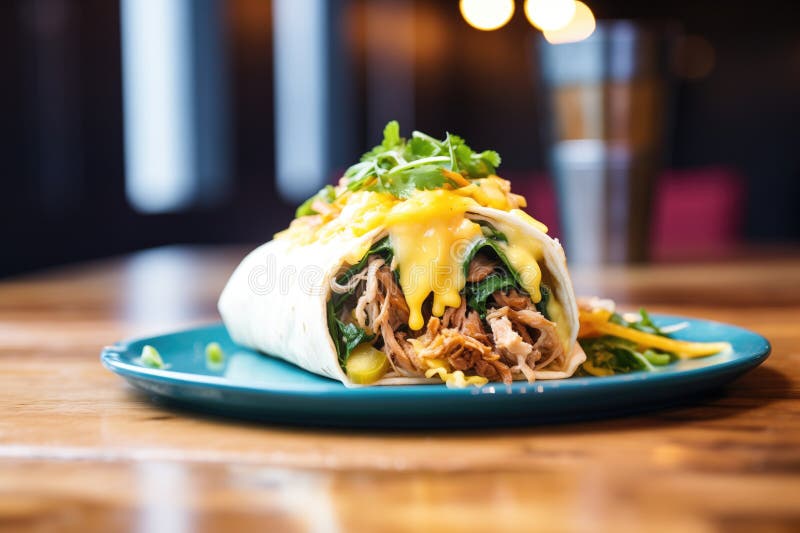 Pulled Pork Burrito with Melted Cheese Oozing Out Stock Illustration ...