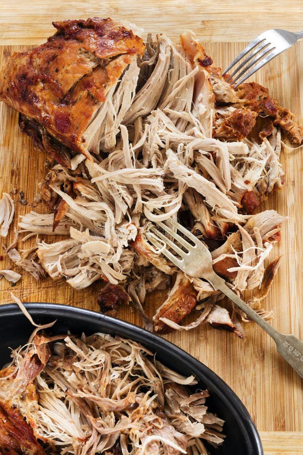 Pulled Pork Roast on Board with Forks Stock Image - Image of dinner ...