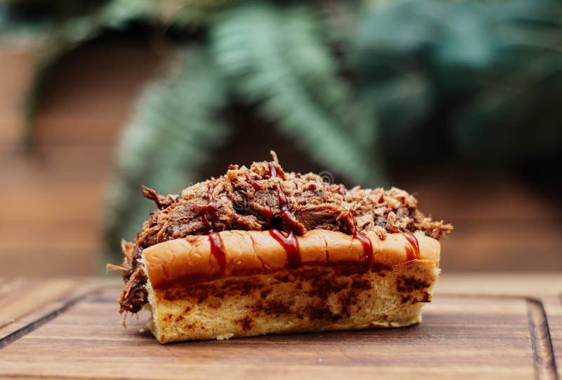 Pulled Pork Sandwich with Brioche Bread Stock Photo - Image of buns ...