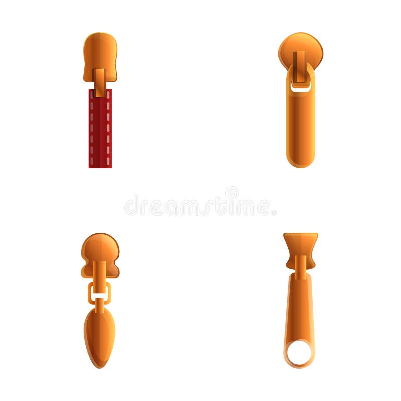 Puller Icons Set Cartoon . Zip Pull for Fastener Stock Illustration ...