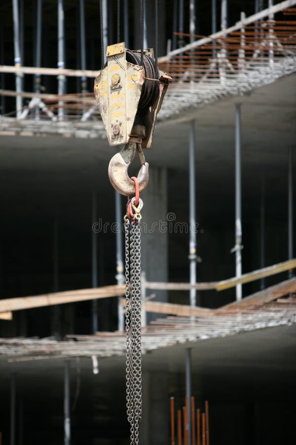 Pulley, hook, and chain stock image. Image of metal, site - 11892923
