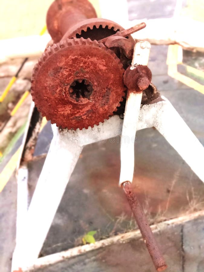 Pulley for Lifting Suction Pipe in Crude Oil Tank Stock Photo - Image ...