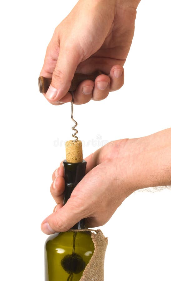 Corkscrew in hand stock photo. Image of corkscrew, white - 15337716