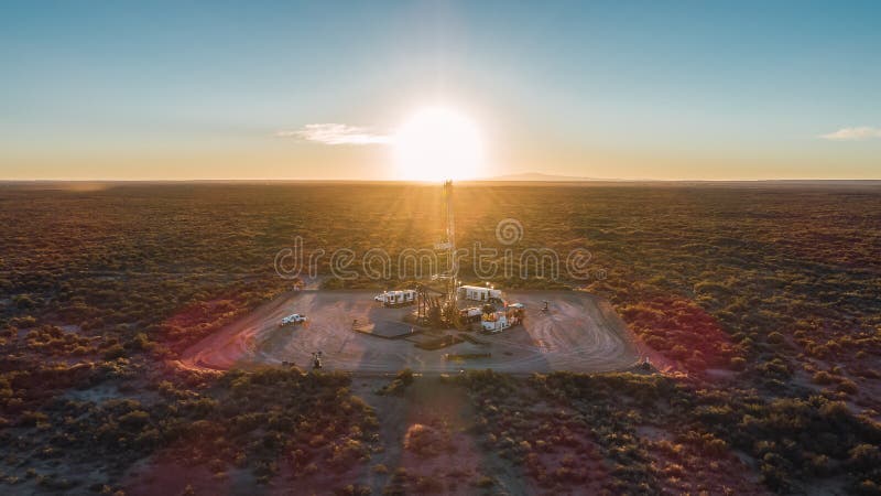 Pulling Equipment in Oil Field at Sunset Stock Photo - Image of ...