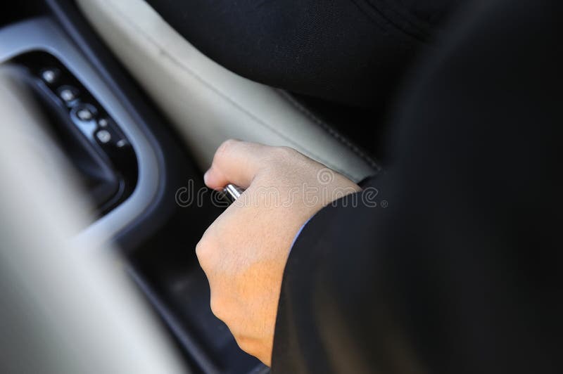 Pulling Hand Brake stock image. Image of pull, leather - 31178029