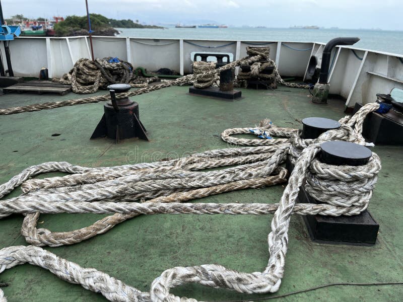 Pulling Ship Ropes To Anchor the Ship so that it is Not Carried Away by ...