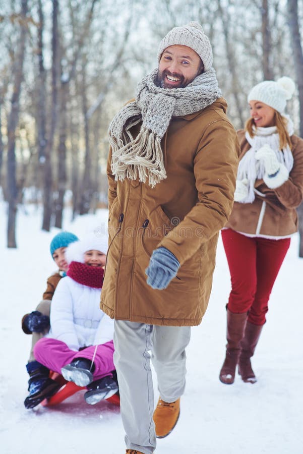 Pulling sledge stock image. Image of sister, pulling - 63448015