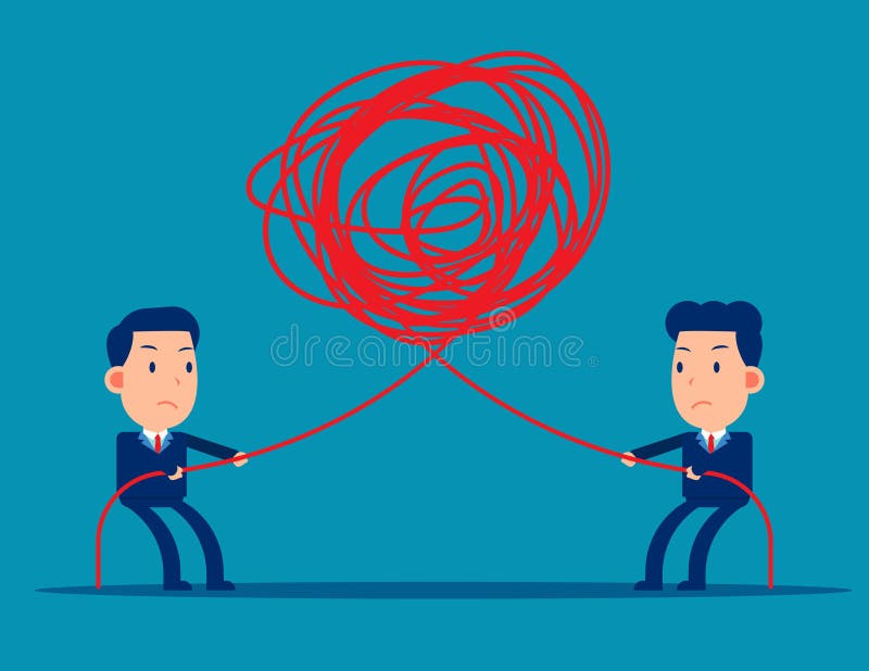 Pulling at Tangled Rope in Opposite Directions. Competition Stock ...