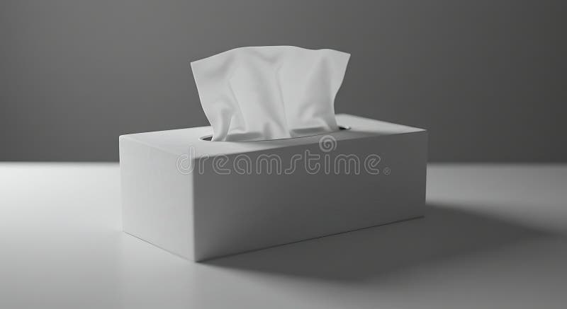Pulling Tissue from Box in Clean Minimalist Style with Soft Lighting ...