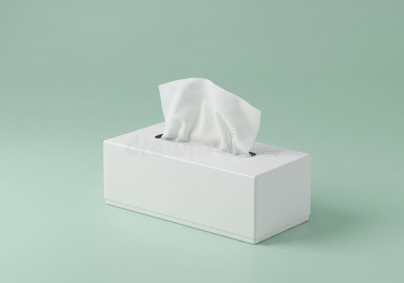 Pulling Tissue from Box Isolated on Green Minimalist Style Background ...