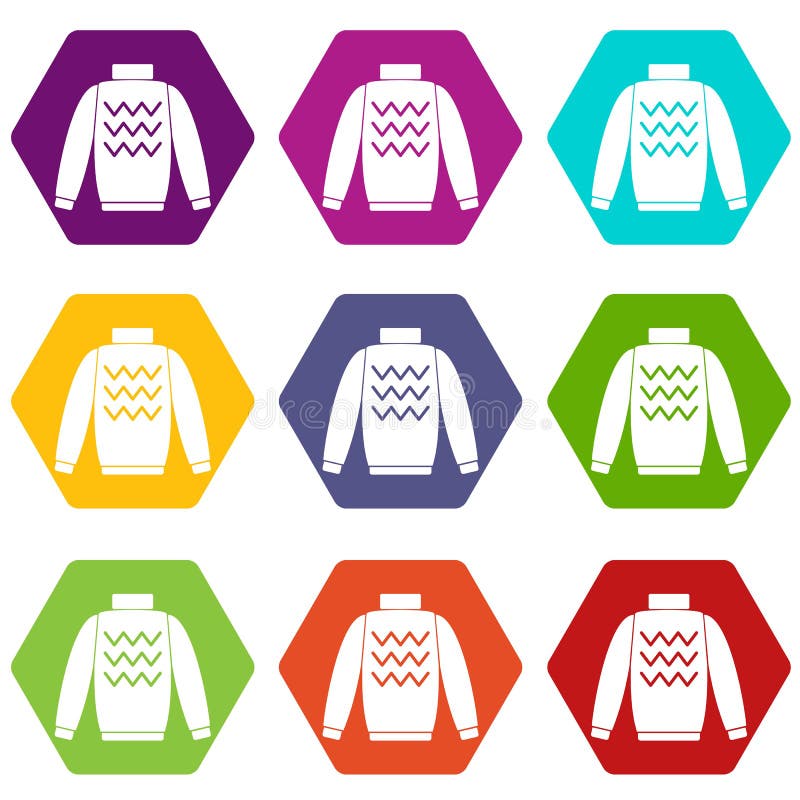 Pullover Icon Set Color Hexahedron Stock Vector - Illustration of suit ...
