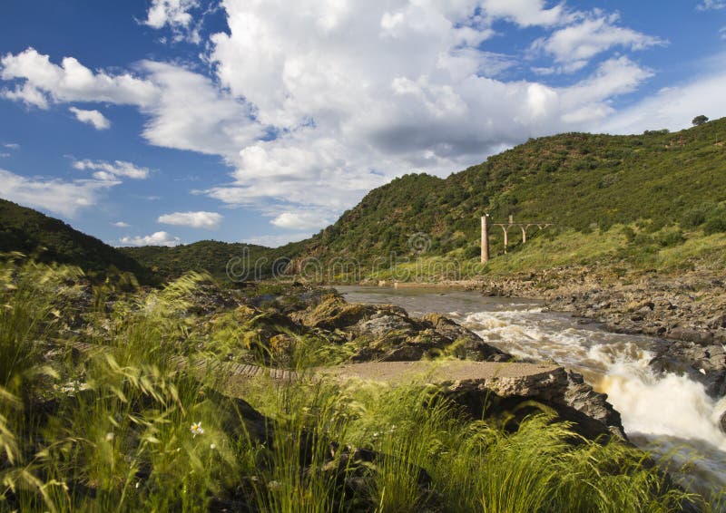 Pulo do Lobo waterfall stock image. Image of flow, gorge - 22983859
