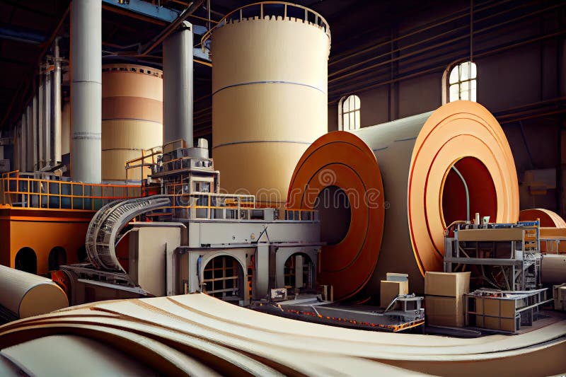 Pulp and Paper Factory, with Huge Machines and Conveyor Belts Producing ... Pulp and Paper Factory, with Huge Machines and Conveyor Belts Producing ...