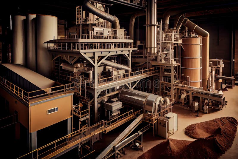 Pulp and Paper Factory, with Huge Machines and Conveyors Producing High ... Pulp and Paper Factory, with Huge Machines and Conveyors Producing High ...