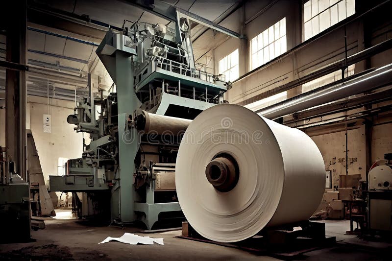Pulp and Paper Factory, with Huge Machines Producing High-quality Paper ...