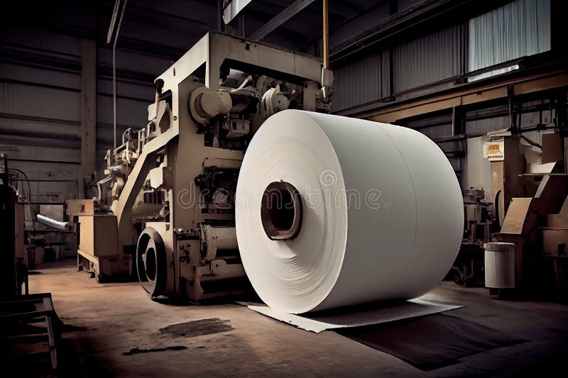 Pulp and Paper Factory, with Huge Machines Producing High-quality Paper ...