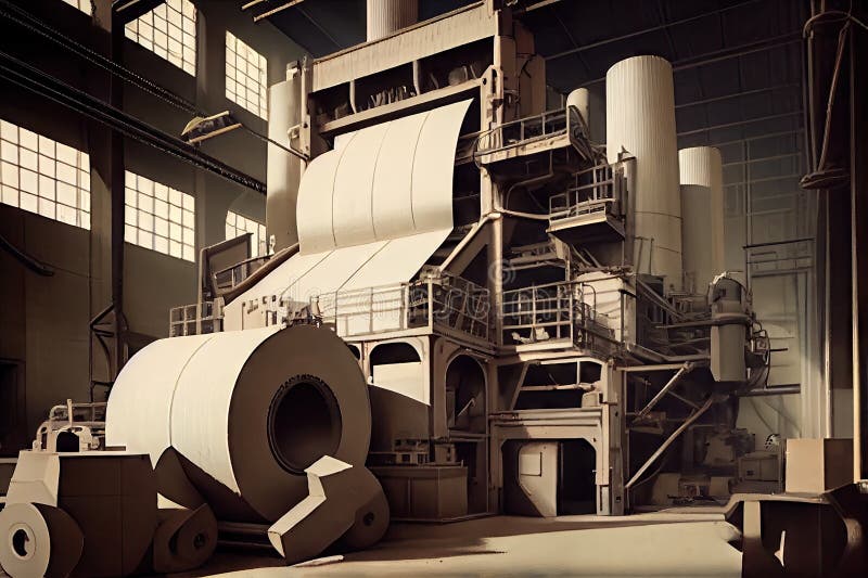 Pulp and Paper Factory, with Massive Machines Churning Out Sheets of ...