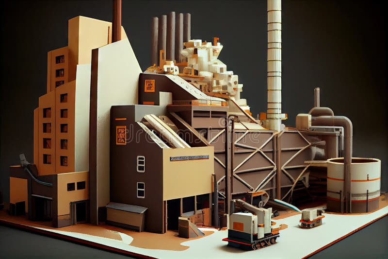 Pulp and Paper Factory, with Massive Machines Converting Wood into Pulp ...