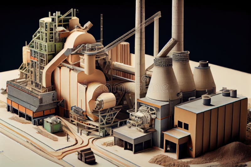 Pulp and Paper Factory, with Massive Machines Converting Wood into Pulp ...