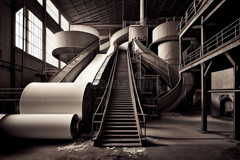 Pulp and Paper Factory, with Mile-long Conveyor Belt Transporting ...