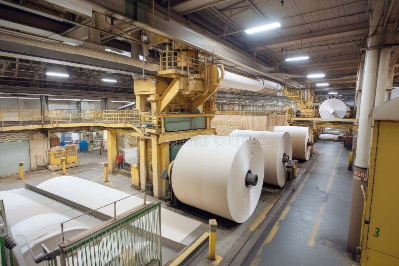 Pulp and Paper Factory, with Production Line in Full Swing, Creating ...
