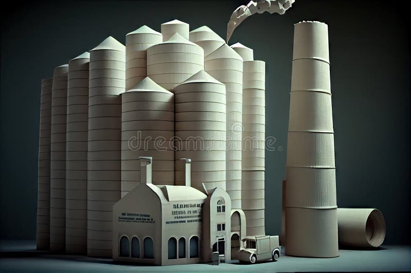 Pulp and Paper Factory, with Towering Stacks of Freshly Made Paper ...