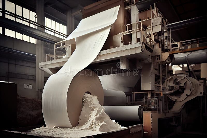 Pulp and Paper Machine in Action, with Conveyor Belt Transporting ...