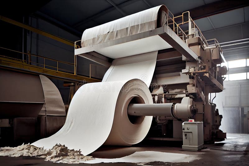 Pulp and Paper Machine in Action, with Conveyor Belt Transporting ...