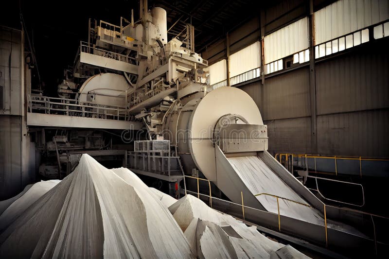 Pulp and Paper Machine in Action, with Conveyor Belt Transporting ...