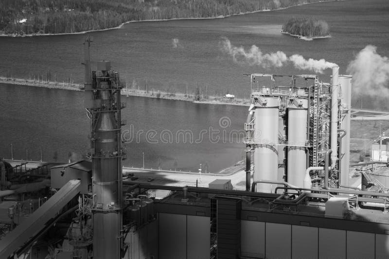 Paper Mill - Inside Panoramic View Stock Photo - Image of forest, pipes ...