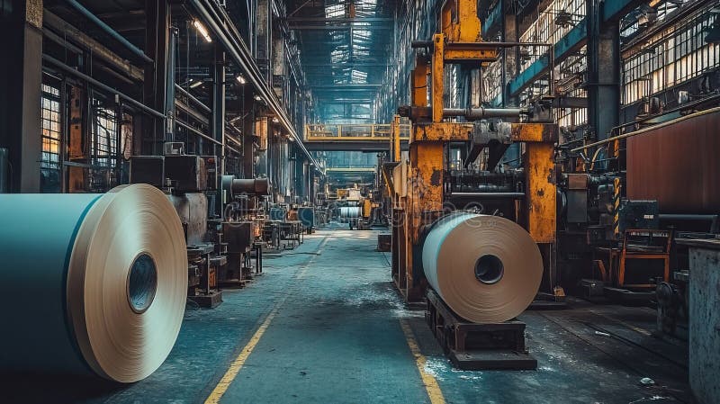 Pulp and Paper Mill with Large Rolls of Paper and Processing Machines ...