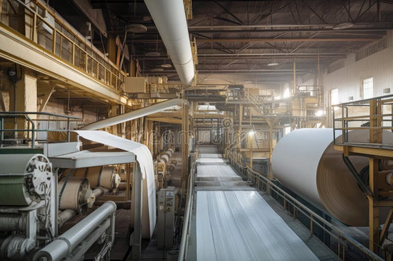 Pulp and Paper Mill, with Machinery in Motion, Producing High-quality ...
