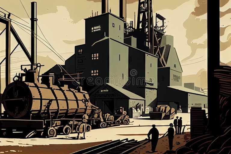 Pulp and Paper Mill, with Machines and Workers Moving about in a Flurry ...